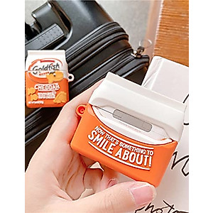 Funny Case Compatible with Apple AirPods Pro Anime Cool Kawaii Food Cover Silicone Shell Anti-Fall Cases for AirPods Pro 2019 with The Carabiner for Men Women (AirPods Pro, Goldfish Snacks)