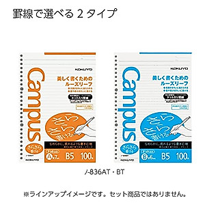 Kokuyo Campus Todai Series Pre-Dotted Loose Leaf Paper for Binders - B5 (6.9" X 9.8") - 6 mm Rule - 36 Lines X 100 Sheets - 26 Holes (Japan Import)