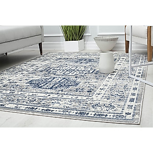 Rugs America Gallagher GL55F Inky Sundara Vintage Transitional Blue Distressed Non-Shedding Living Room Bedroom Dining Home Office Area Rug, 5'3"x7'