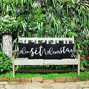 BOYSUM Patio Garden Lumbar Pillow Covers Decorative Waterproof Throw Pillow Case Pack of 4 Cushion Cover for Outdoor Home Furniture Black, 12x20 Inch (20''x20'')