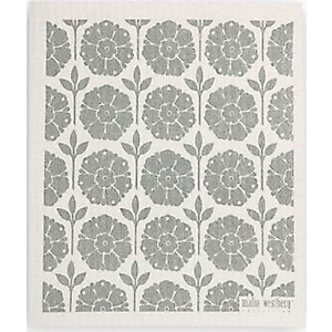 Trendy Tripper Swedish Dishcloths/Sponge Cloths - Packs of 4 Different Designs in Grey (4-Pk Grey: Garden, Berries, BLOMMORS, Country Life Flow)