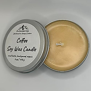 Hand-Poured Single Wick Soy Wax Candle (Coffee, 4 OZ Tin)