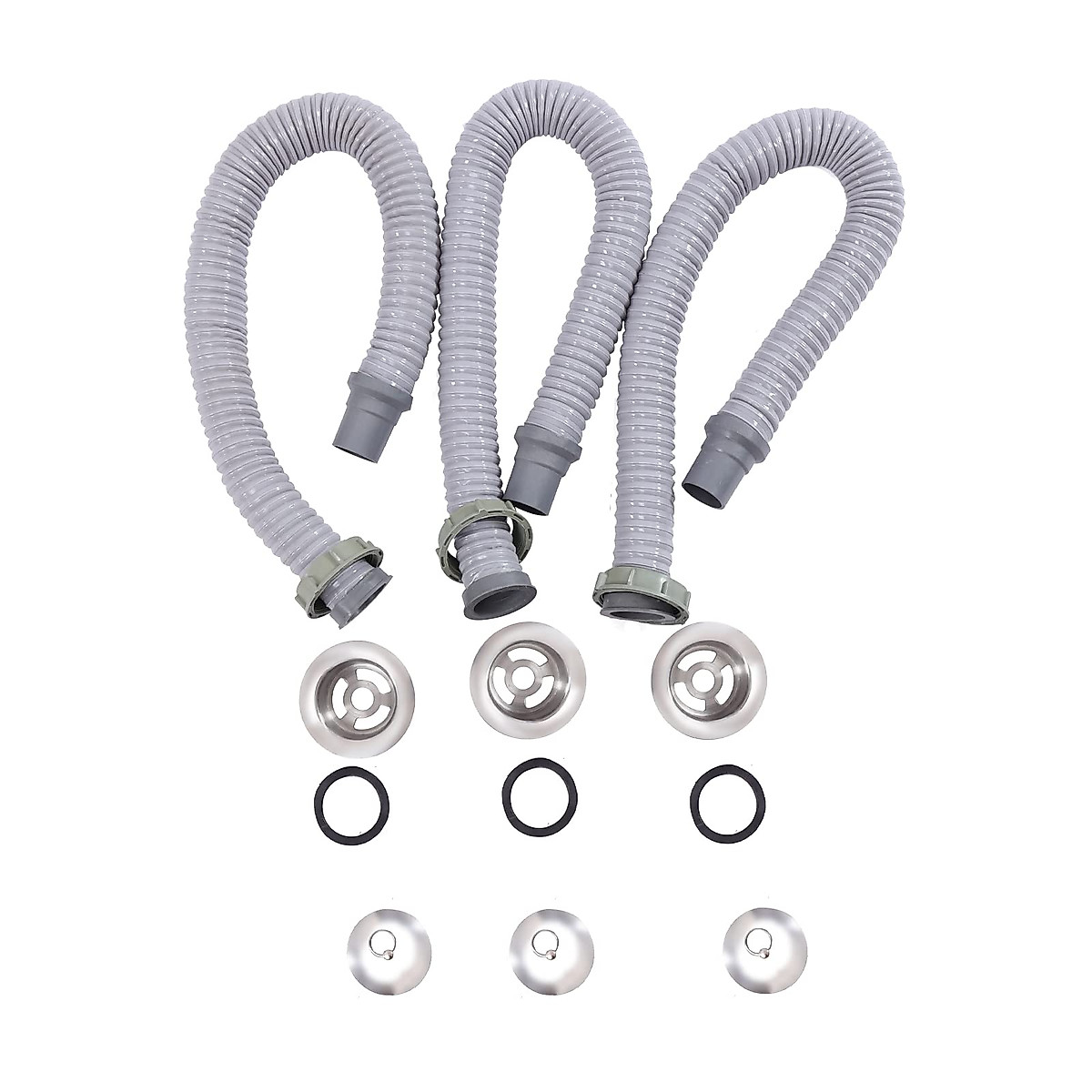 Stainless Steel Sink, 3 Compartment Stainless Steel Commercial Kitchen Bar Sink With 3 Drainboards, Commercial Kitchen Sink Prep Table, Modern Utility Basin With 3* Downpipes For Indoor Outdoor