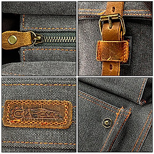 Messenger Bag for 17 Inch Laptop Vintage Canvas Leather Shoulder Crossbody Satchel Shoulder Computer College Bag Travel Office Messenger Bag for Men Women - Slate