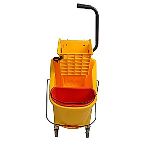 Janico 1036 Mop Bucket Side Press Wringer Combo, 36 Quart 9 Gallon, Includes Insert Mop Bucket, Yellow