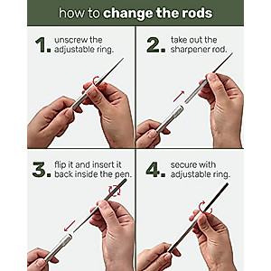 Wamery Serrated Knife Sharpener with Retractable Diamond Sharpening Rod. Repairs, Restores, Polishes Serrated or Straight Blade. Pocket Knife Sharpener