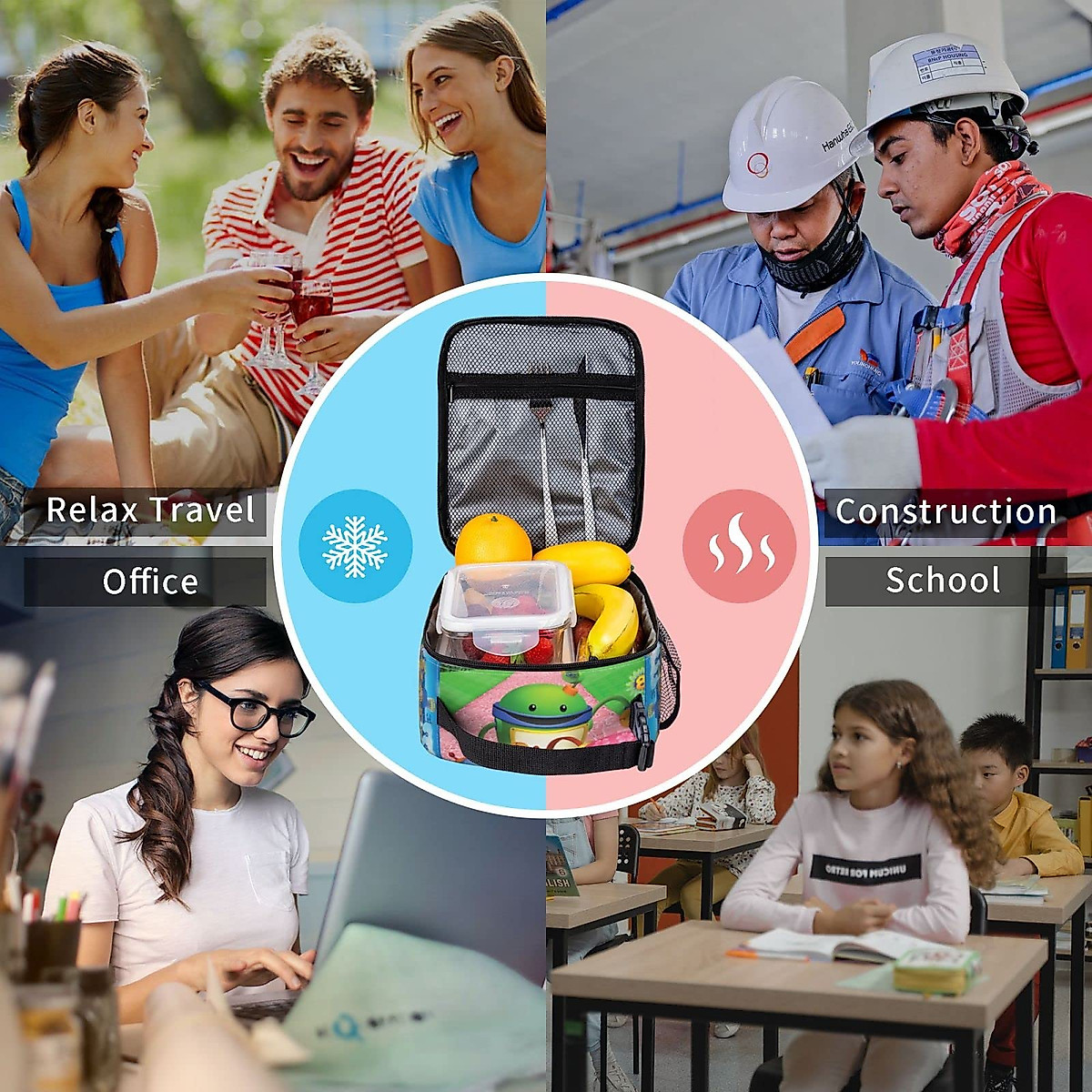 CONPELSON Lunch Bags Team Anime Umizoomi Insulated Lunch Tote Reusable Portable Lunch Box for Outdoor Office Picnic 10 X 4 X 8 in