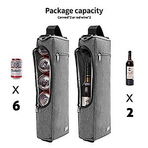 OSPUORT Golf Cooler Bag Waterproof Insulated with Detachable Shoulder Strap - Hold 6 Pack of Cans or Two Bottles of Wine (Grey)