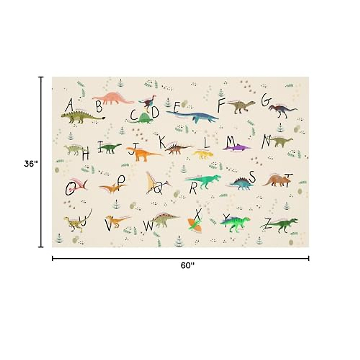 Osimiccp Dinosaur Rug for Boys Bedroom,3'x5' Non-Slip ABC Rug for Kids Playroom,Living Room,Classroom Area Rug Home Decor