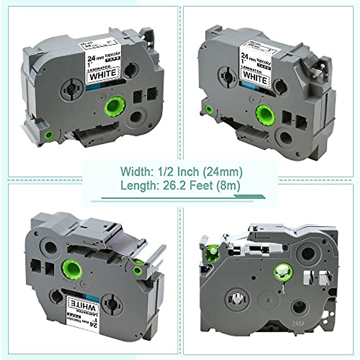 Topcolor 6-Pack Tz 24mm 0.94" Label Tape Laminated Compatible for Brother TZe-151 TZe-251 TZe-451 TZe-551 TZe-651 TZe-751 PTouch Tze 1 inch Tape for PTD610BT PTD600 PTP710BT PTP750W PTP910BT PTP700