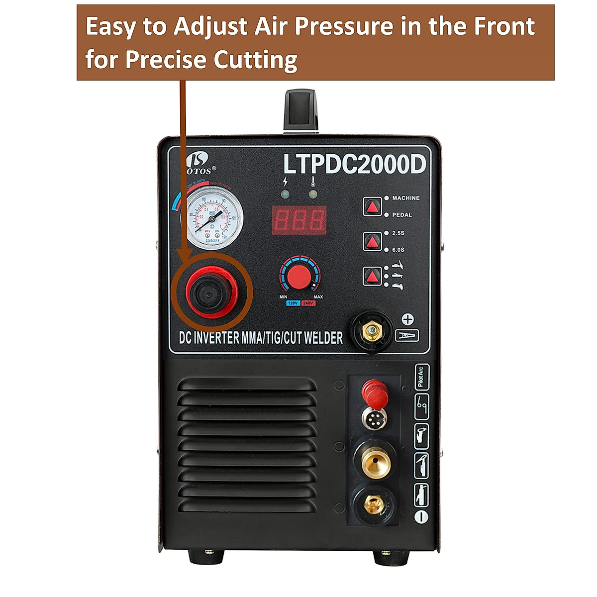 LOTOS LTPDC2000D Non-Touch Pilot Arc Plasma Cutter Tig Welder and Stick Welder 3 in 1 Combo Welding Machine & Foot Pedal for Cutter Welder Amp Control 5 Pin Lotos FP05 for Cutter and Welder Combos