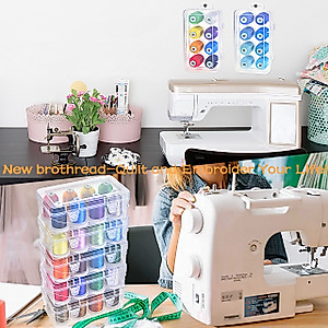 New brothread - 20 Options - 8 Snap Spools of 1000m Each Polyester Embroidery Machine Thread with Clear Plastic Storage Box for Embroidery & Quilting - Different Green