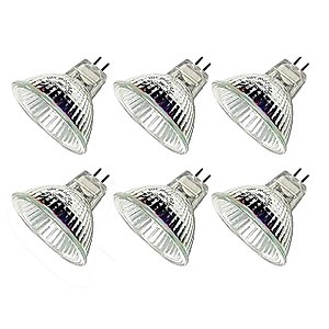 CTKcom MR16 12v 20w Halogen Light Bulbs(6 Pack) - 12 Volt Bi Pin Base,High Lumens, Precision Halogen Reflector Fiber Optic Light Bulb, Glass Cover,6 Pack