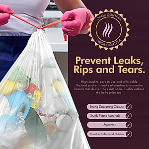 PAMI Recycling Tall 13-Gallon Kitchen Drawstring Trash Bags- Extra-Strong Plastic Garbage Bags [Clear 35 Pack]- Thick Trash Can Liners For Kitchen & Outdoor Bins- 2ft x2ft Unscented Trash Bags