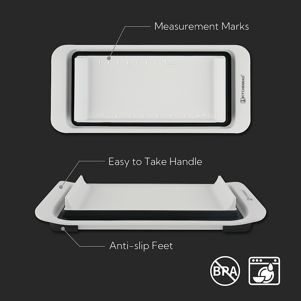 KITCHENDAO Large Airtight Butter Dish with Lid for Countertop and Fridge, Butter Keeper, Plastic Butter Holder Tray for 2 Sticks East Coast/West Coast/European Style/ Kerrygold Butter/ Cream Cheese