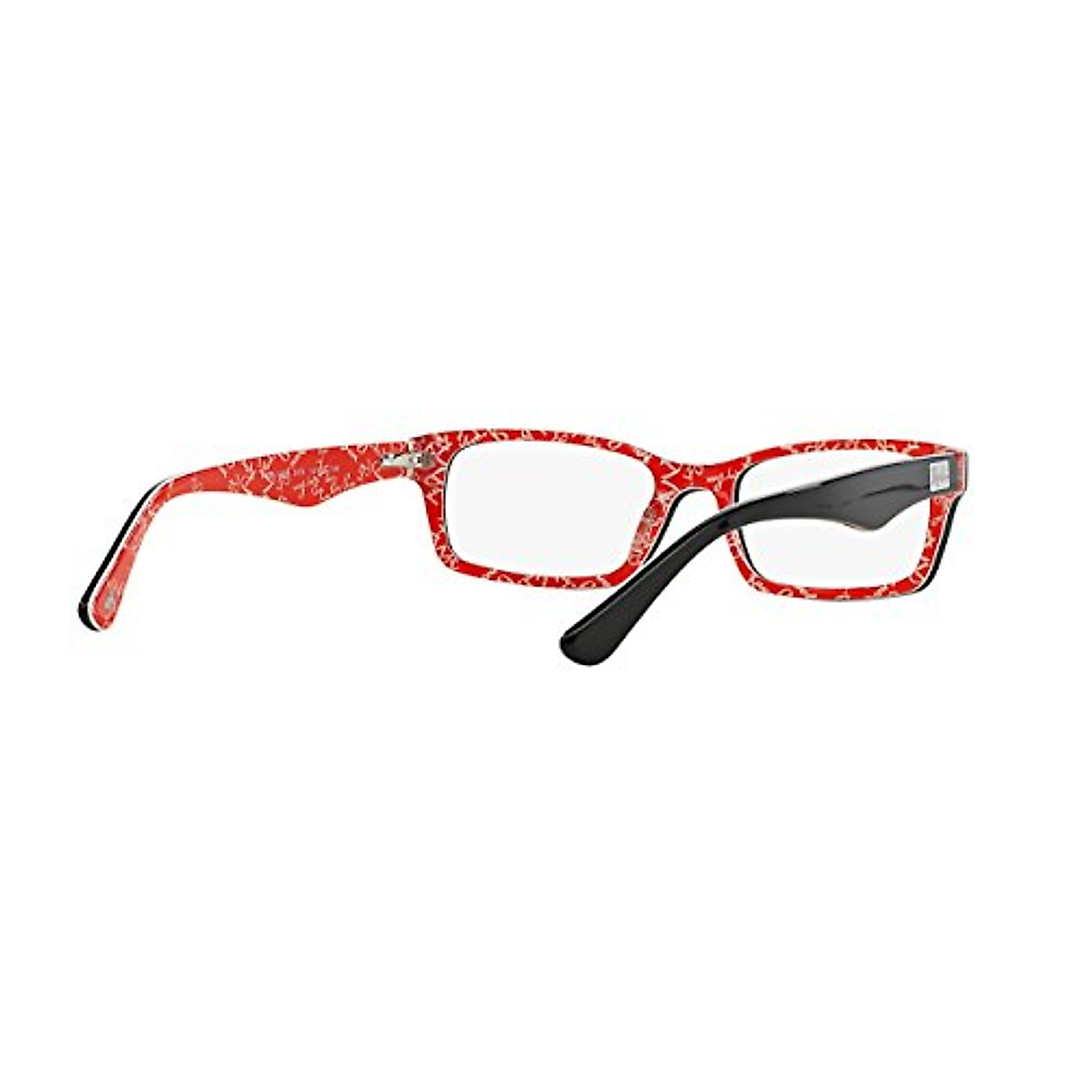 Ray-Ban RX5206 Rectangular Prescription Eyeglass Frames, Black On Texture Red/Demo Lens, 54 mm