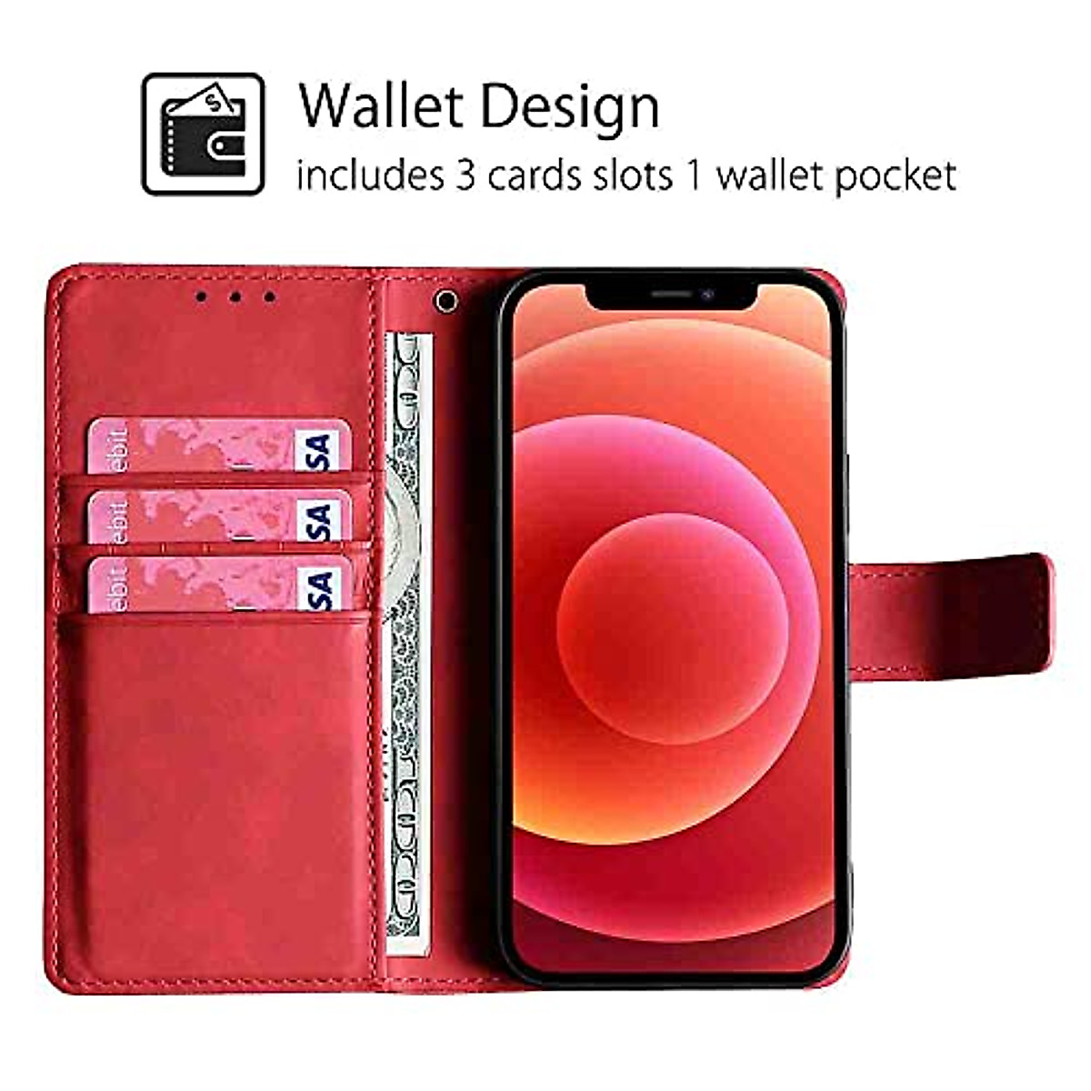 CYR-Guard Phone Cover Wallet Folio Case for Oppo REALME 7 PRO, Premium PU Leather Slim Fit Cover for REALME 7 PRO, Unique Design, Red