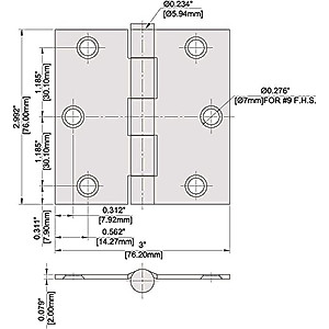 Everbilt 3 in. Satin Brass Square Corner Door Hinge