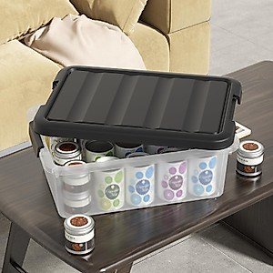 Buyitt 14 Quart Plastic Stackable Storage Bin, Basic Clear Storage Box with Black Lid (Pack of 2)