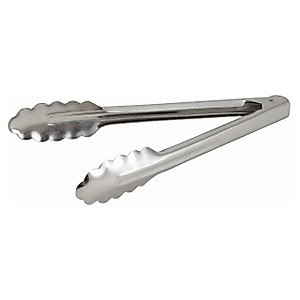 Winco Coiled Spring Heavyweight Stainless Steel Utility Tong, 9-Inch