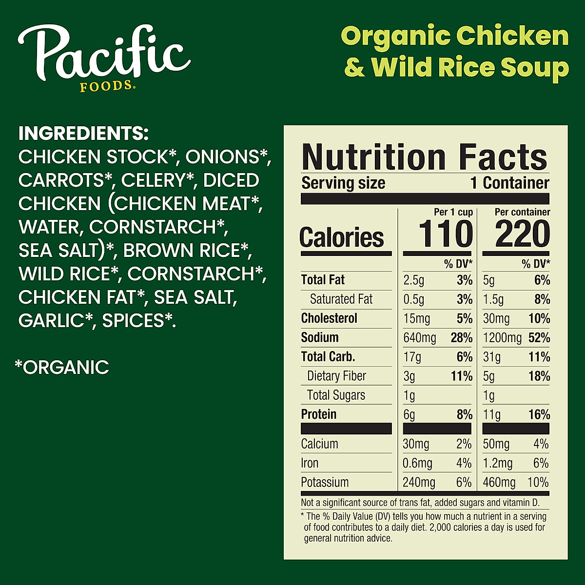 Pacific Foods Organic Wild Rice Chicken Soup, 16.3 Oz Can