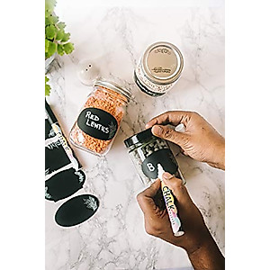 Inspired Designs Floral Chalkboard Label Stickers with 2 Chalk Pens - 120 Pcs Multi-Purpose Chalk Sticker Labels for Storage Bins, Spice Jars - 3.5”x2” Reusable Waterproof Pantry Labels for Organizing