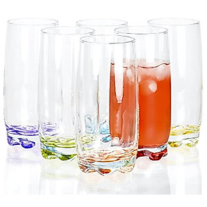 Vibrant Splash Water, Beverage Highball Glasses, 13.25 Ounce - Set of 6