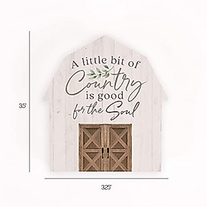 P. Graham Dunn Country is Good for Soul Barn Brown 3.5 x 3.25 Pine Wood Tabletop Shape Sign