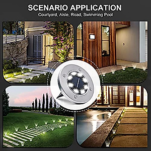 pozzolanas Solar Ground Lights 16 Packs - 8 LED Solar Garden Lights Outdoor Waterproof in-Upgraded Outdoor Garden Waterproof Bright in-Ground Lights for Lawn Pathway Yard Driveway(Cold White)