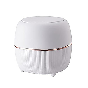 Smalibal Modern Plastic Mini Trash Can with Lid Garbage Bin Wastebasket for Bathroom Vanity, Desktop or Coffee Table - Dispose of Cotton Rounds, Makeup Sponges, Tissues White