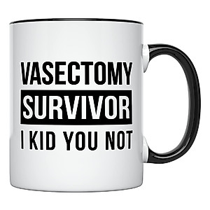 YouNique Designs Vasectomy Mug for Men, 11 Ounces, Vasectomy Gag Cup, Funny Get Well Coffee Mug for Men, Vasectomy Gifts (Black Handle)