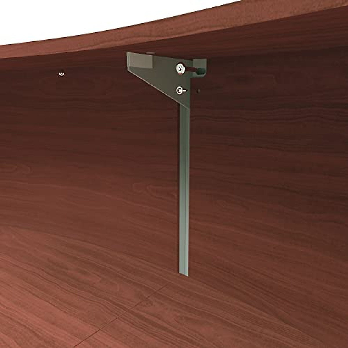 Linea Italia Curved Modern Office Desk Easy to Assembly 2 Panel Reception Counter for Lobby, Salon, 124" x 49", Cherry