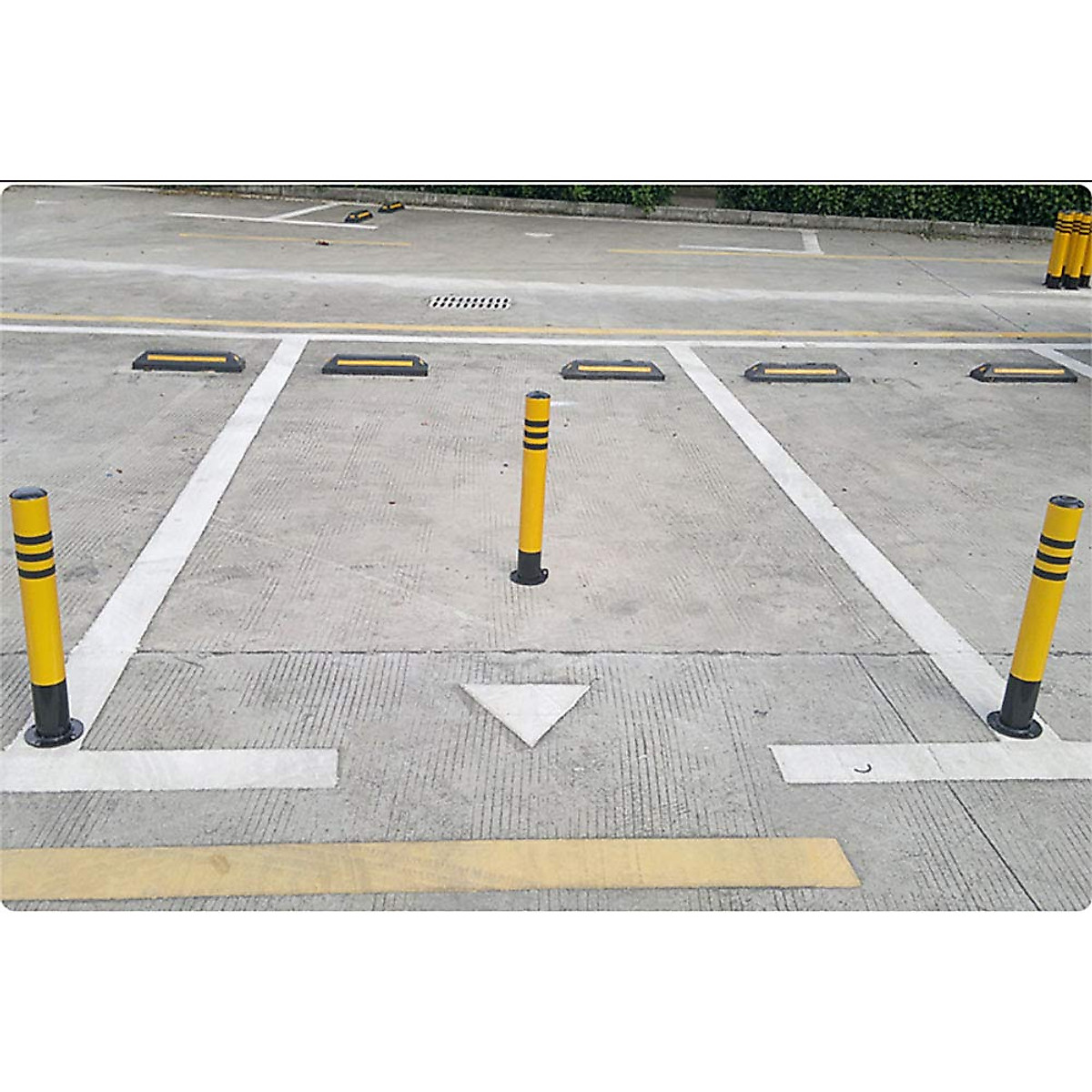 Parking Bollards with Lock, Parking Barrier Space Saver, Metal Sign Posts Steel Safety Bollard Traffic Pole(Size:500x76mm) (750x76mm)