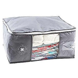 Missouri Star Blanket Storage Bag for Quilts Queen Size | Foldable Bedding Storage Bags with Zipper Clear Window | Large Fabric Tote with Handle for Underbed Storage