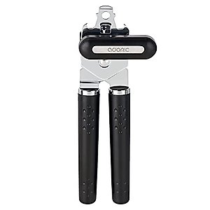 Can Opener, Can Opener Manual with Stainless Steel Sharp Blade - Smooth Edge & Ultra Sharp, Multifunctional Heavy Duty Handheld Can Opener with Anti-slip Hand Grip & Large Turning Knob (Black)