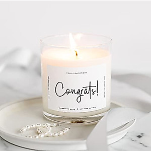 Congrats Candle, Capri Royal Blue Scented, 100% Soy for Graduation, Retirement, Moms, Promotions, Weddings, Showers, Perfect for Home, Work, Gift, 12oz Clear Jar, 75 Hr Burn Time, Poured in The USA