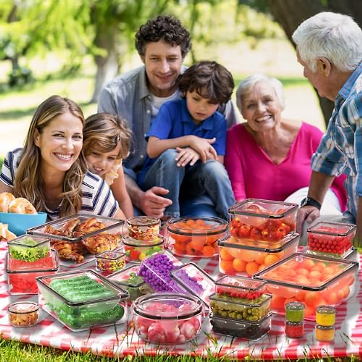 70 Pack Large Food Storage Containers with Lids-Total 769 Oz ,85 OZ to Small Box(35 Boxes,35 Lids) Airtight Plastic containers with lids-Containers for Kitchen Pantry Organizers-Freezer Microwave safe