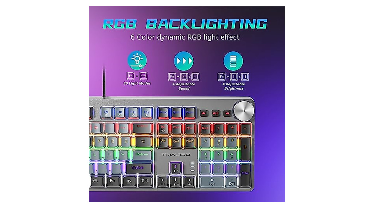 RGB Mechanical Gaming Keyboard with Multimedia Knob