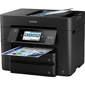 Epson Workforce Pro WF-4833 Wireless Color All-in-One Inkjet Printer, Black - Print Scan Copy Fax - 4.3" Touchscreen LCD, 25 ppm, 4800 x 2400 dpi, Auto 2-Sided Printing, 50-Sheet ADF, USB, Ethernet