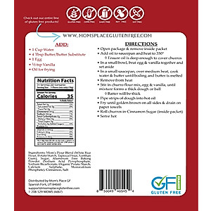 Mom's Place Gluten-Free Cinnamon Sugar Churros Mix, Easy to Make, 24 Servings, Dairy Free, Nut Free, Soy Free, Non-GMO