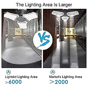 4-Pack LED Garage Lights, 80W LED Shop Light 5000K 6000LM Three-Leaf Garage Ceiling Light Fixtures,Adjustable Multi-Position Panels，E26 Base,LED Glow Light for Garage, Workshop Attic and Basement
