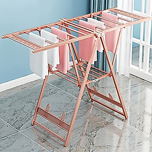 EYHLKM Aluminum Alloy Clothes Drying Hanger Floor Folding Clothes Rack Indoor Balcony Home Clothes Drying Quilt Hanger