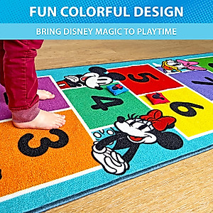 Disney Mickey and Friends 6.5 ft Hopscotch Rug by GoSports - Indoor/Outdoor Playroom Game for Kids
