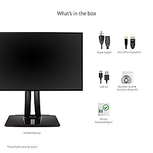 ViewSonic VP2468 24-Inch Premium IPS 1080p Monitor with Advanced Ergonomics, ColorPro 100% sRGB Rec 709, 14-bit 3D LUT, Eye Care, HDMI, USB, DP Daisy Chain for Home and Office