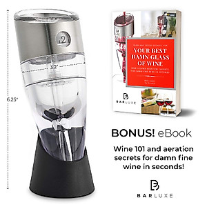 Wine Aerator, Wine Pourer - Best Wine Gifts for Women or Men - Instantly Aerate & Enhance Taste - Red Wine Aerator Decanter Set with Bonus Wine Pourer Disc & eBook 'Aerating Tips & Wine Accessories'