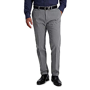 Haggar mens Iron Free Premium Khaki Slim-straight Fit Flat Front Flex Waist Casual Pants, Heather Grey, 33W x 32L US