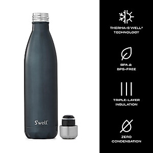 S'well Stainless Steel Water Bottle - 25 Fl Oz - Blue Suede - Triple-Layered Vacuum-Insulated Containers Keeps Drinks Cold for 48 Hours and Hot for 24 - BPA-Free - Perfect for the Go
