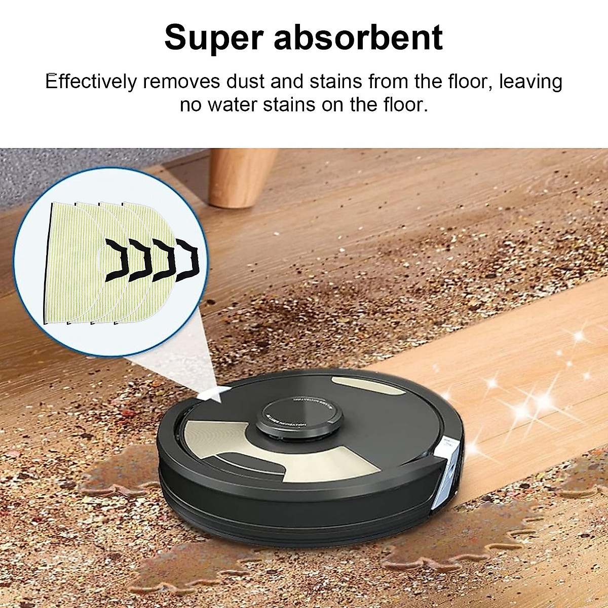 4pcs Reusable Mop Pads Refill, Vacuum Mop Pads Shed Resistant Highly Absorbent Reusable Mop Cloth Pad for Shark RV2410WD RV2610WD,Microfiber Replacement Mopping Cloths Componente