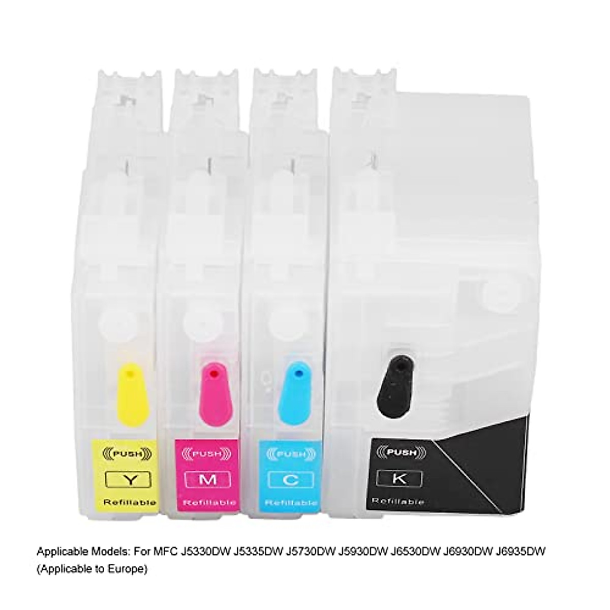 Refill Cartridge Replacement, Sturdy Refill Cartridge Smoothly Output Good Sealing Magenta Blue Yellow Black PP for Printer (LC3219)