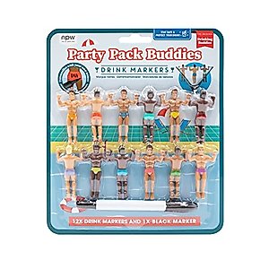 NPW Classic Themed Reusable Glass Drink Markers, 12 Count, Assorted